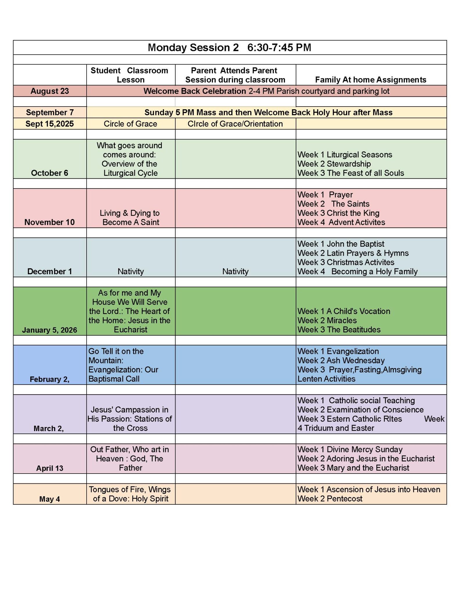 Monday Sessions 2 – Mother Seton Catholic Church